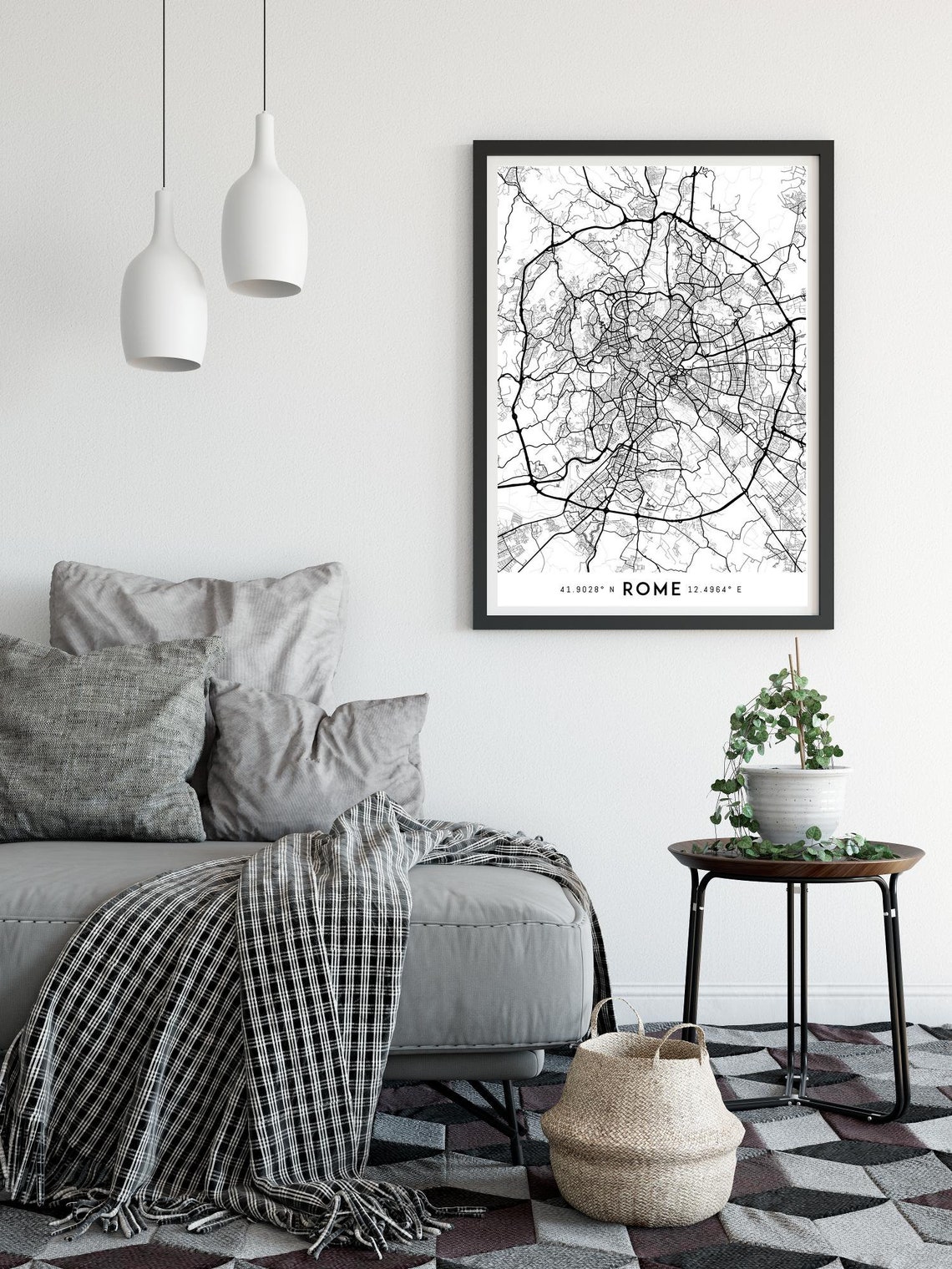 Rome map print Rome print Rome city map Rome poster Italy | Etsy