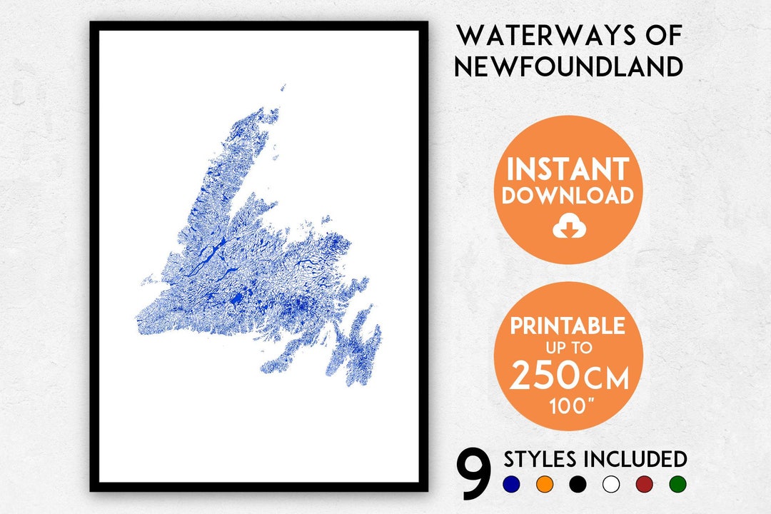 Newfoundland Map Print, Printable Newfoundland Map Art, Newfoundland ...