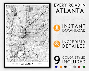 Old Atlanta Georgia Map 1892 Vintage ATL City & Street Atlas - Etsy