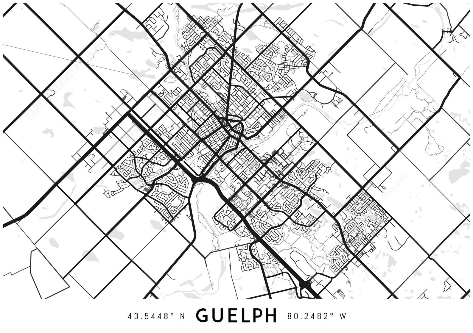 Guelph Map Print Printable Guelph Map Art Guelph Print - Etsy Canada