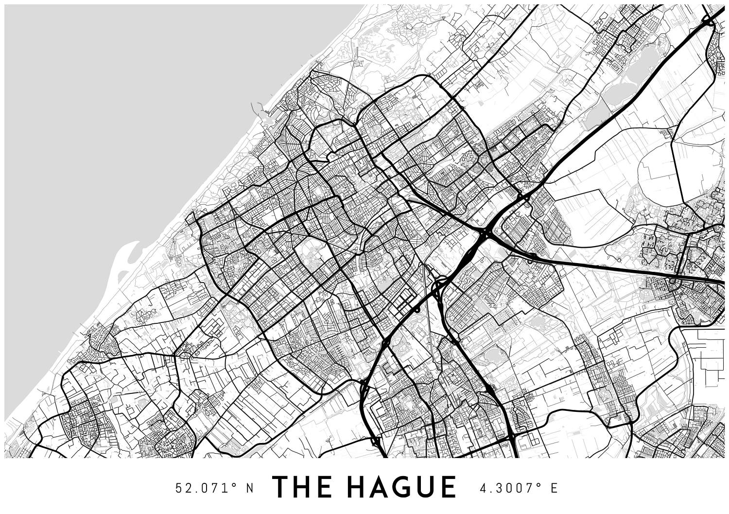 The Hague map print Printable The Hague map art Hague print | Etsy