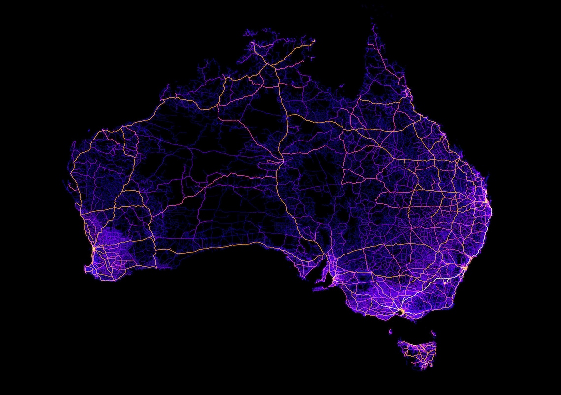 Roads of Australia Map Print Printable Australia Map Art | Etsy