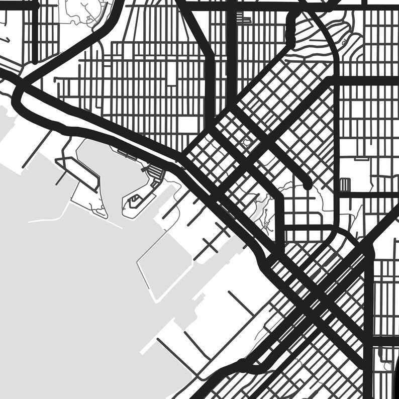 Bellingham Map Art Print: Detailed City Roads (digital Download) - Etsy