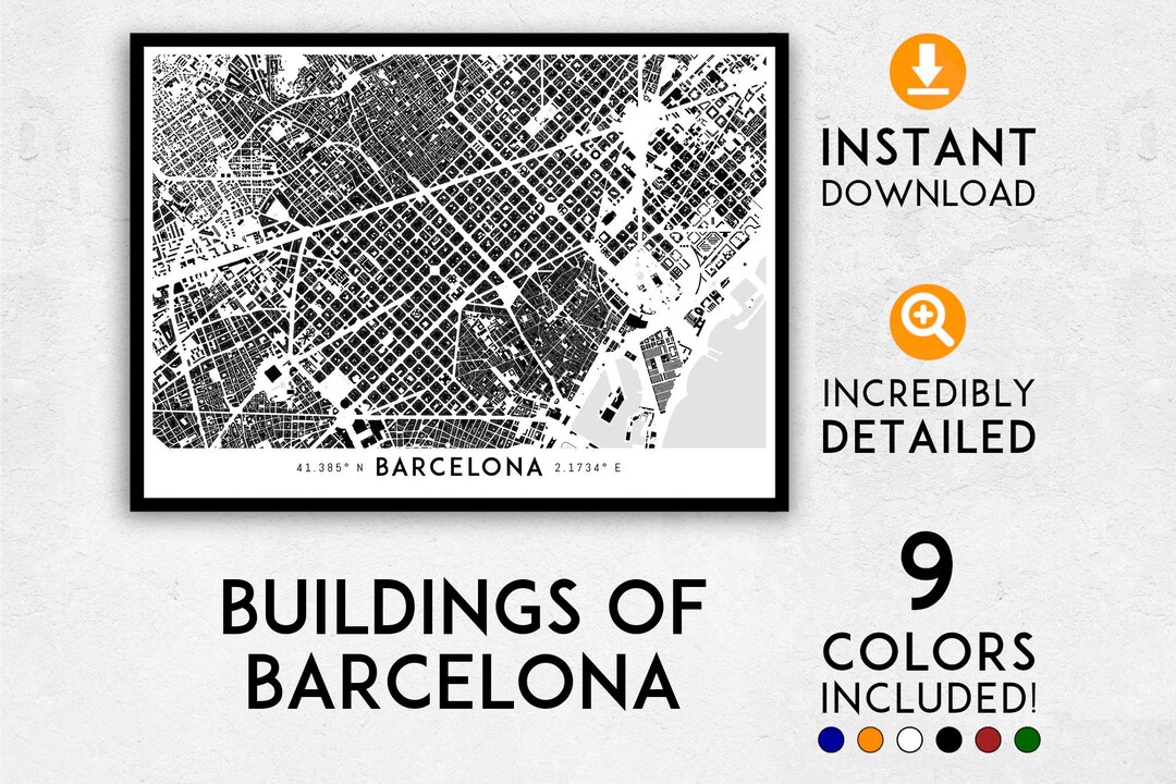 Barcelona Map Print, Barcelona Print, Barcelona City Map, Barcelona ...