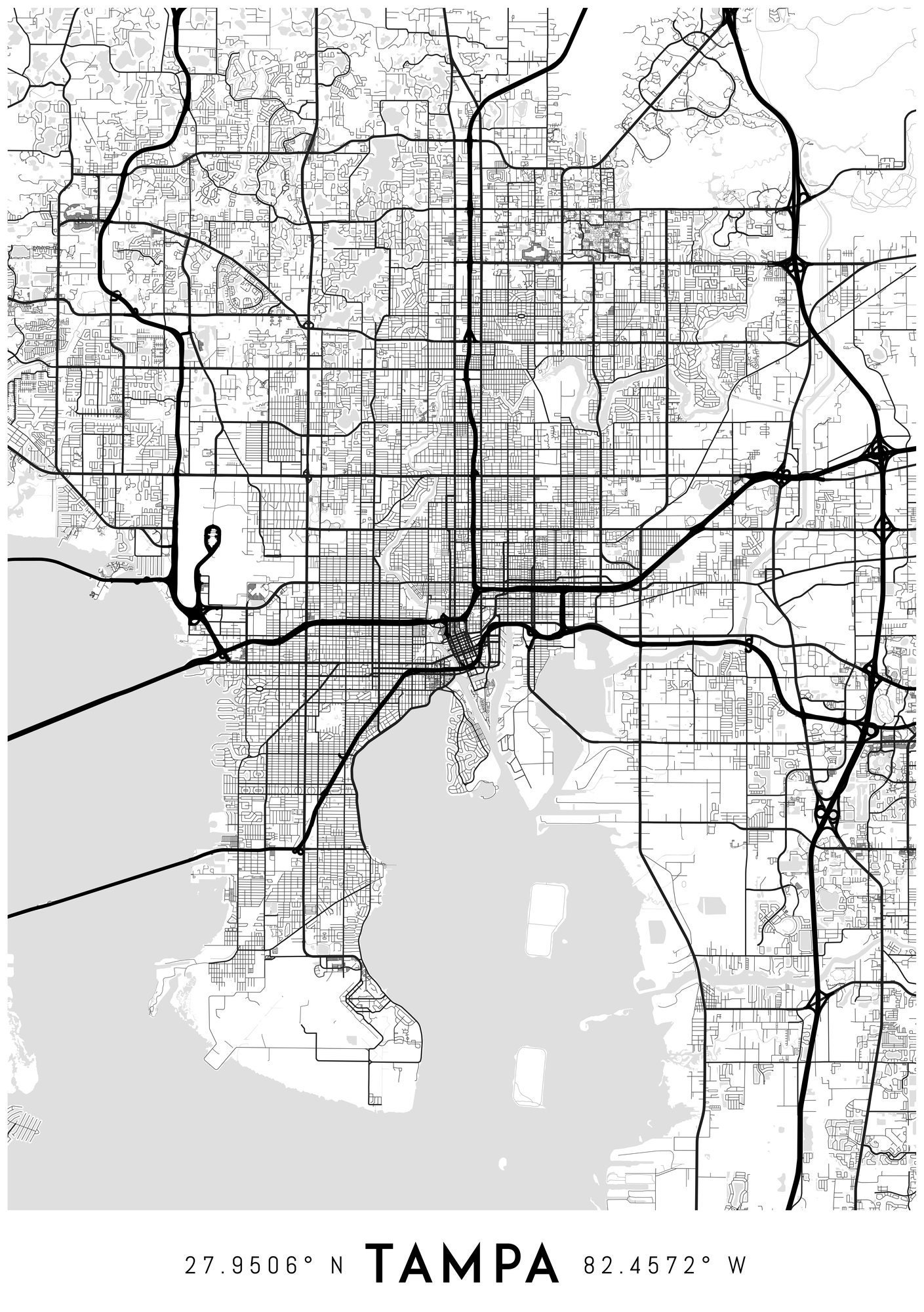 Tampa map print Tampa print Tampa city map Tampa poster | Etsy