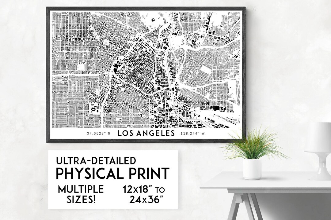 Buildings of Los Angeles Map Poster, Los Angeles Print, LA Map Print ...