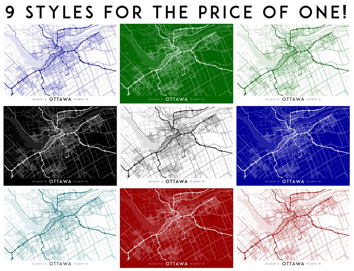 Ottawa Map Print Printable Ottawa Map Art Canada Map Ottawa | Etsy Canada