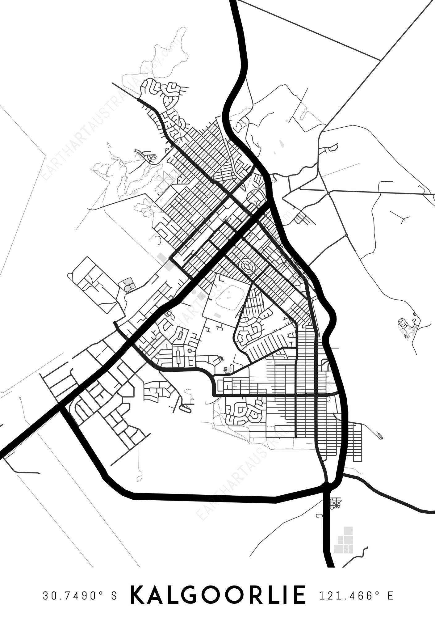 Kalgoorlie Map Print Printable Kalgoorlie Map Art Western | Etsy