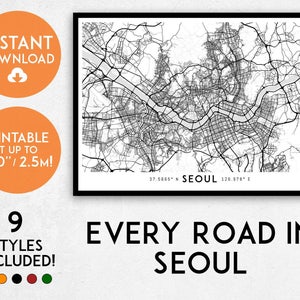 Seoul Map Print, Printable Seoul Map Art, Seoul Print, Seoul Art, Seoul ...