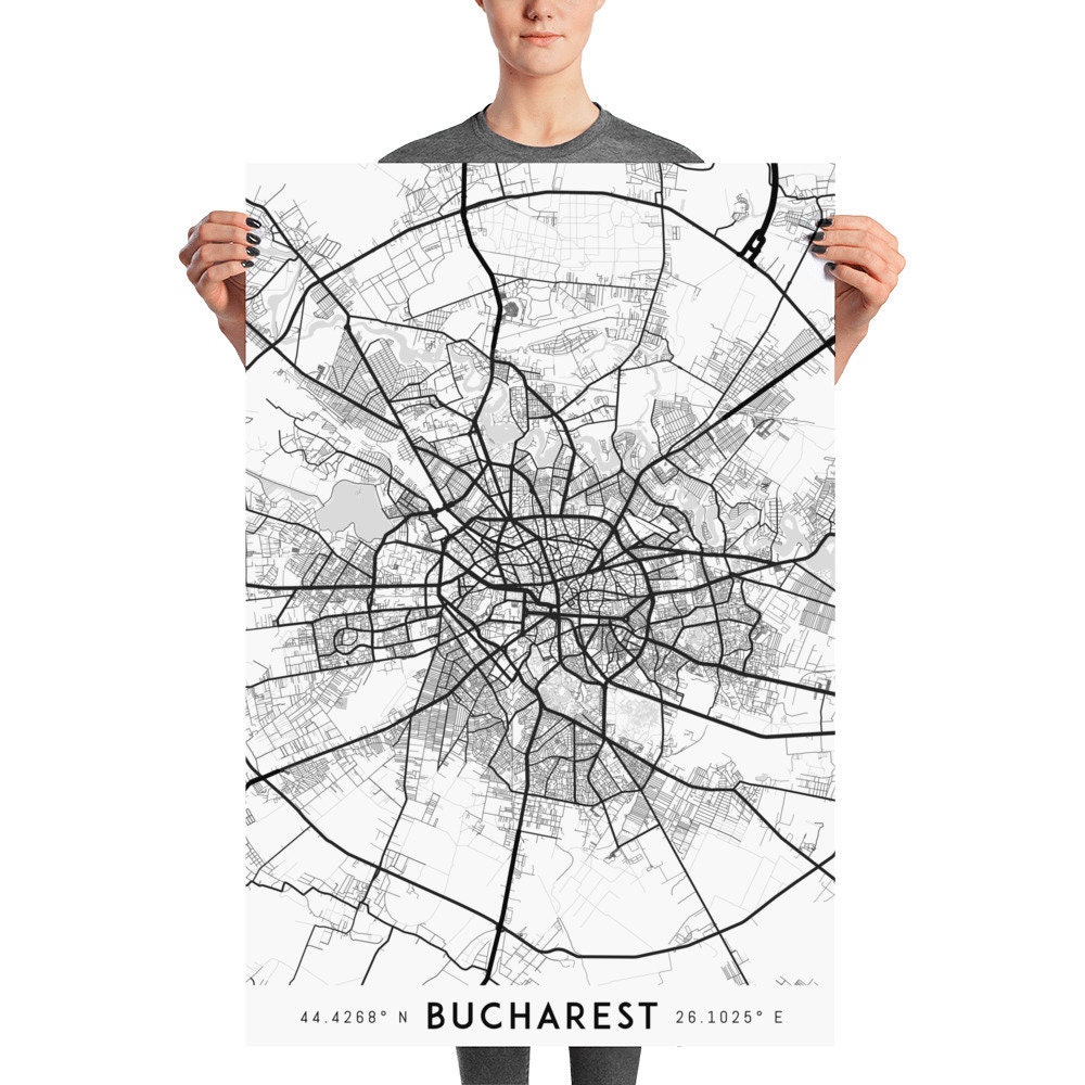 Every Road in Bucharest Map Poster Bucharest Print Bucharest - Etsy