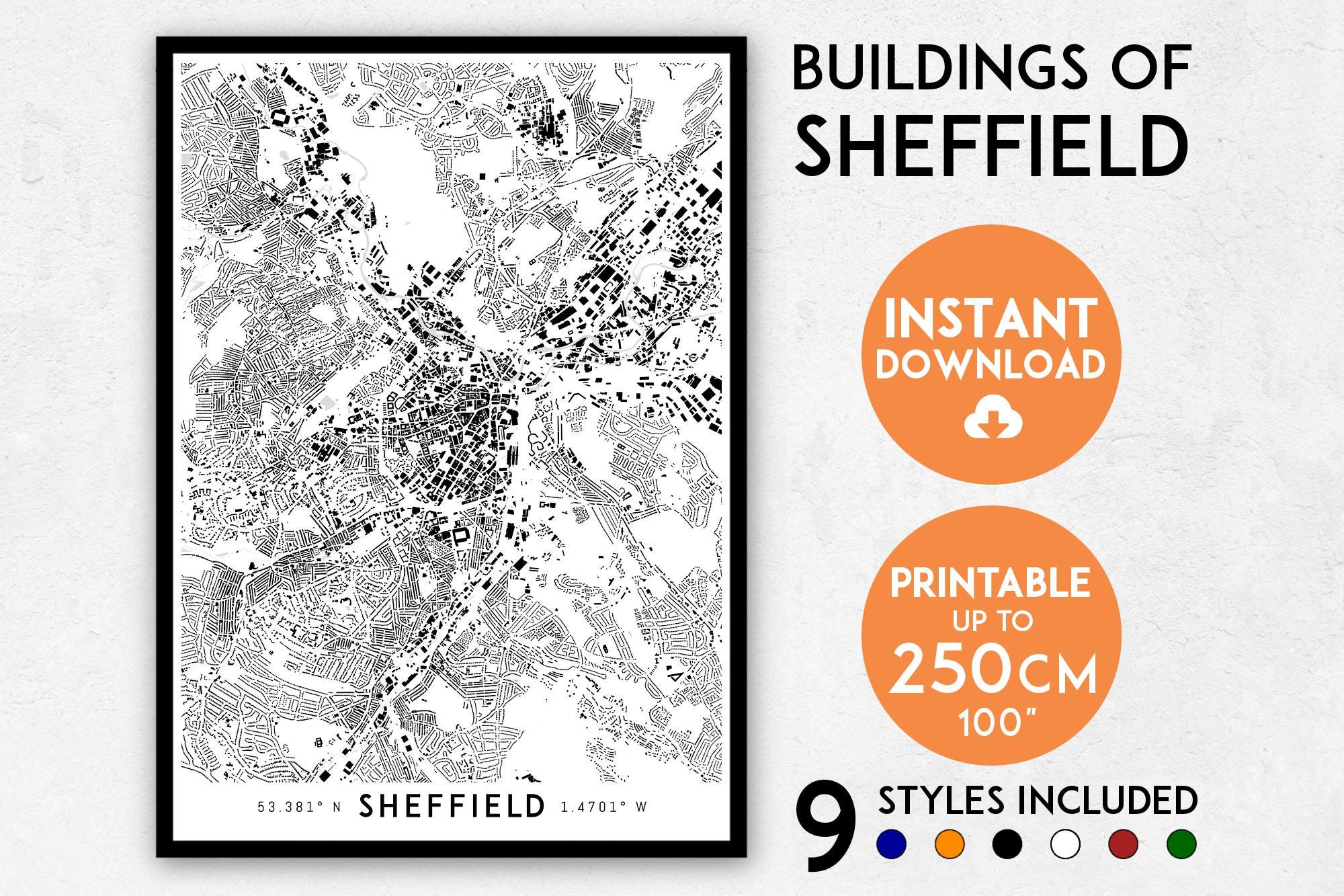 Sheffield Map Print Sheffield Print Sheffield City Map - Etsy