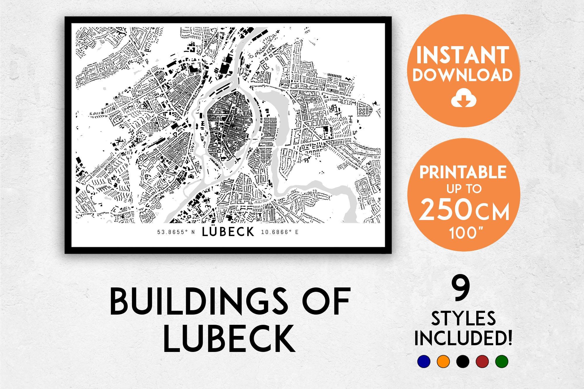 Lübeck Map Print Lubeck Map Poster Germany Print Lubeck | Etsy