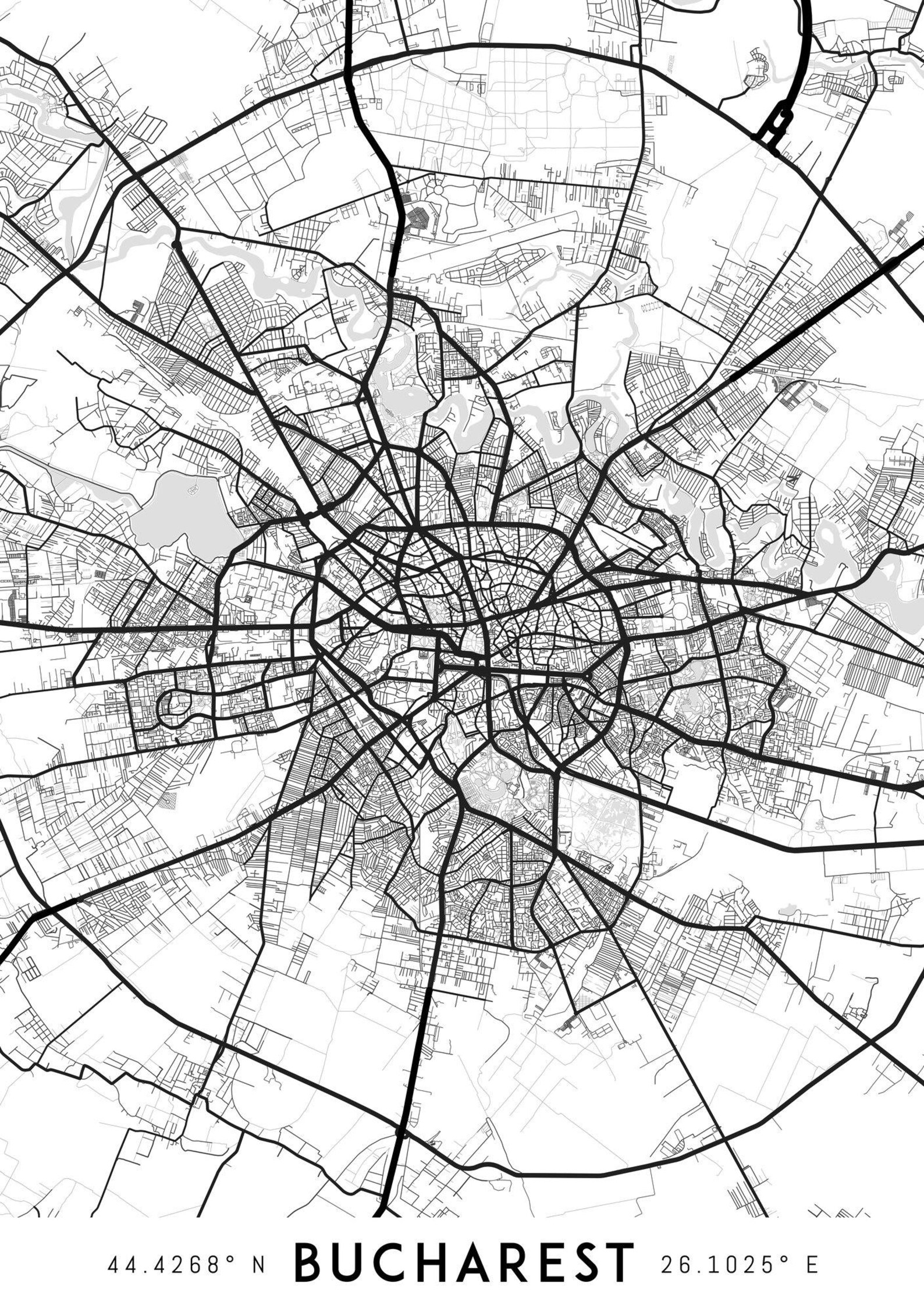Bucharest Map Print Bucharest Print Bucharest City Map | Etsy