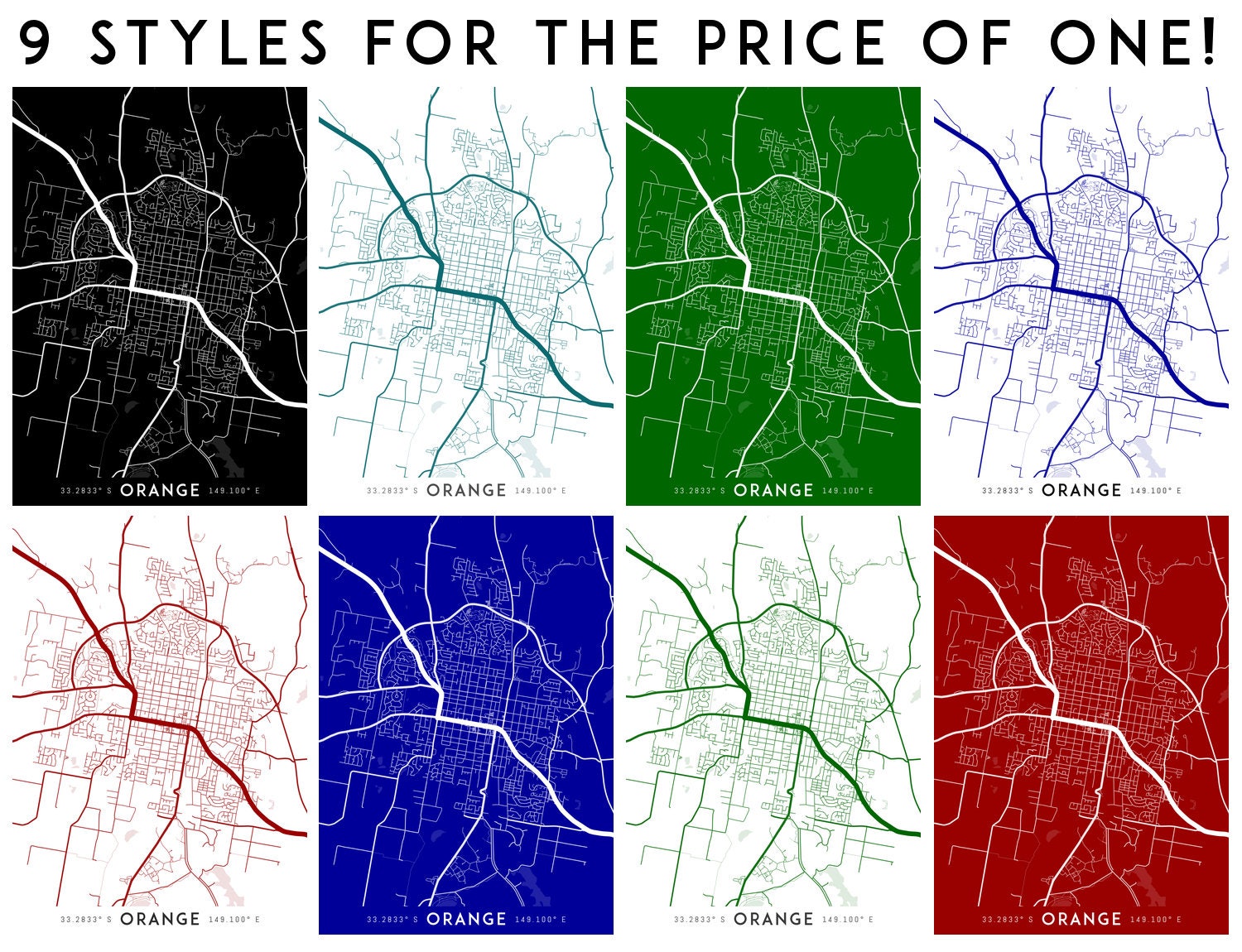 Orange Map Print Printable Orange Map Art Orange Print | Etsy
