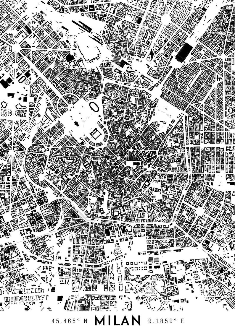 Milan Map Print Milan Print Milan City Map Italy Map Print - Etsy