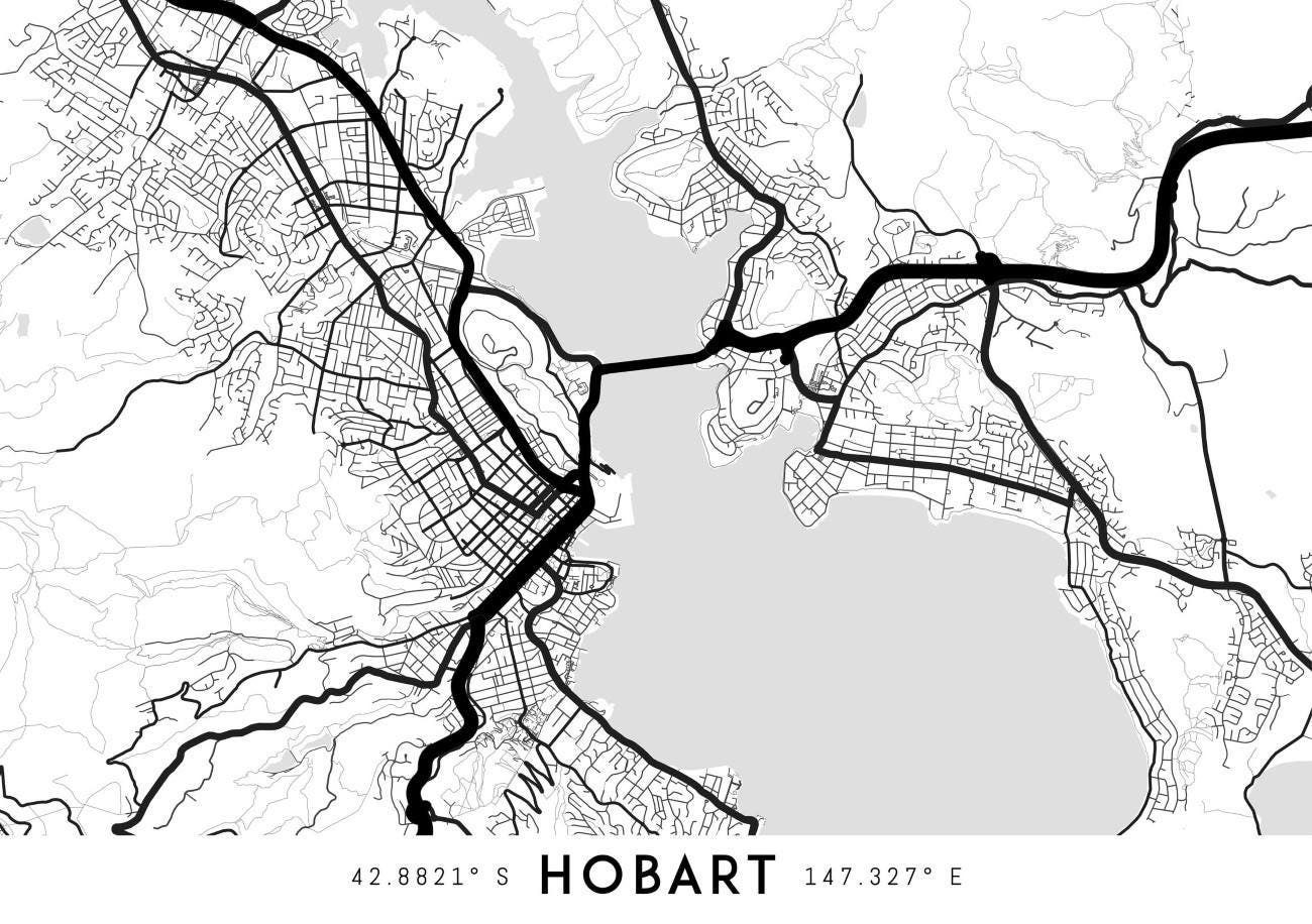 Hobart Map Print Printable Hobart Map Art Tasmania Map - Etsy Australia