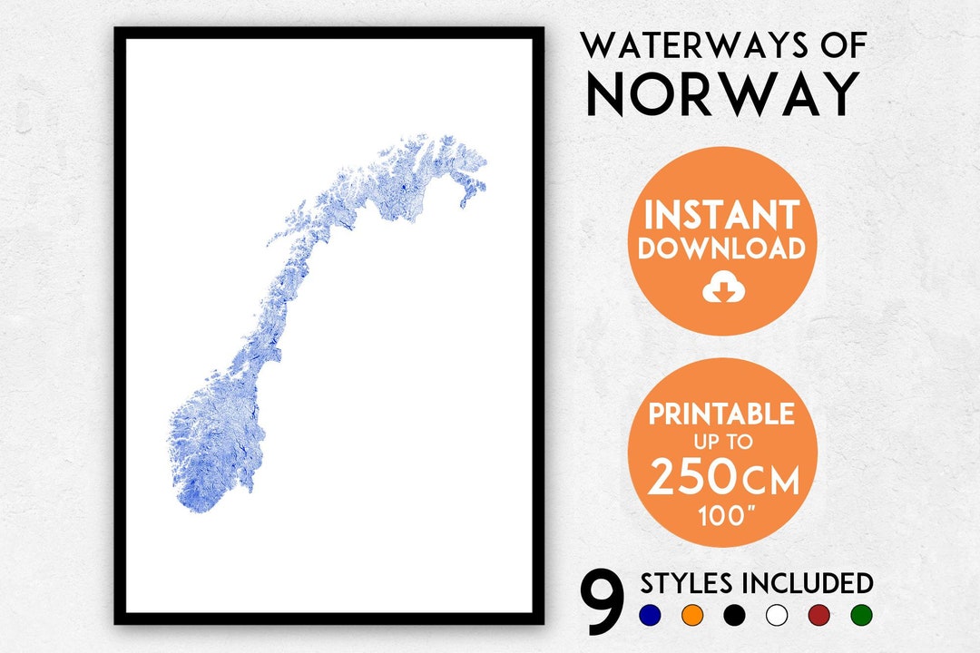 Norway Map Print, Norway Print, Norway Map, Norway Poster, Norway Wall ...