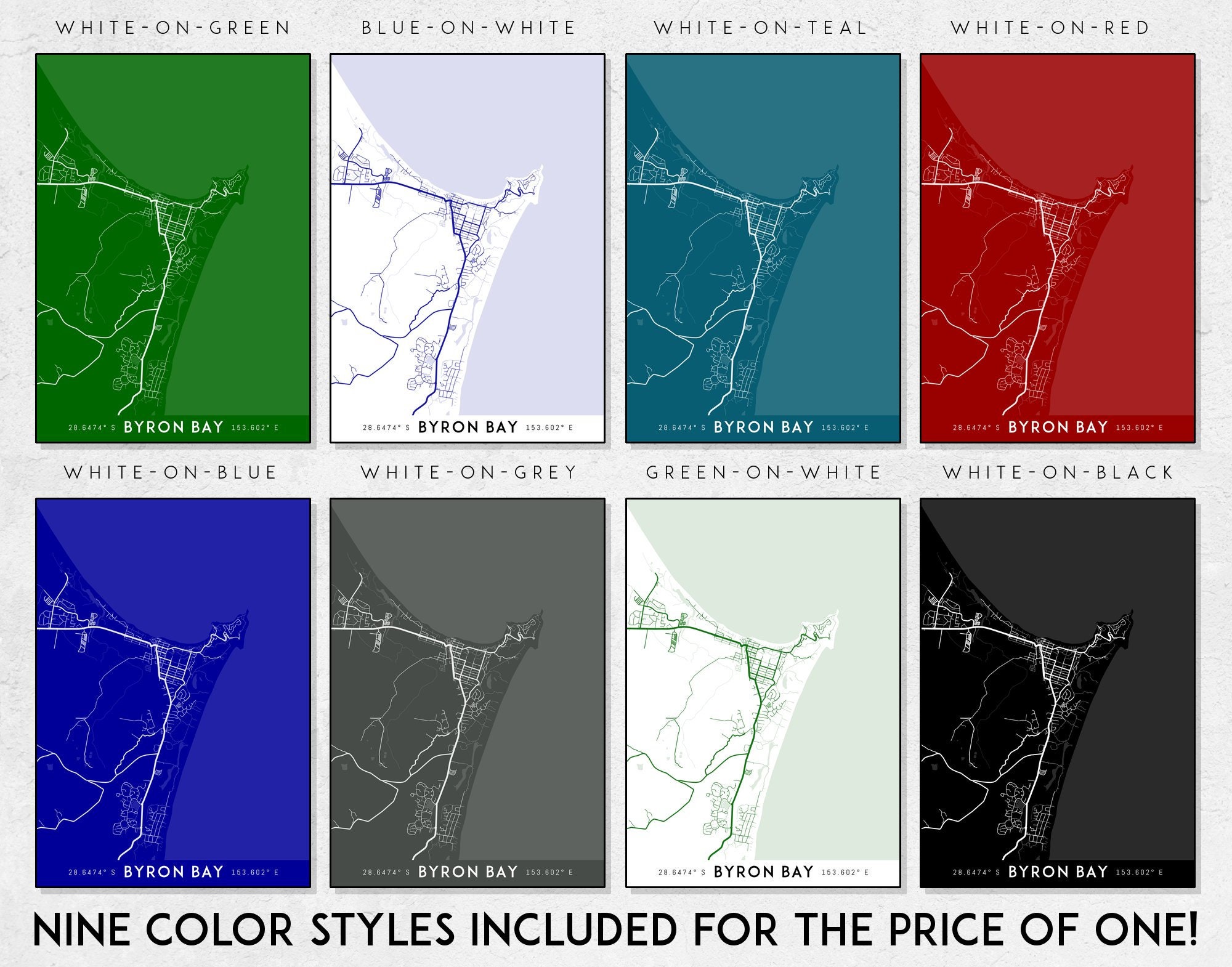 Byron Bay Map Print Byron Bay Print Byron Bay City Map - Etsy