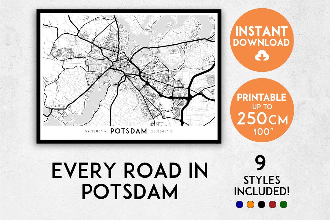Impresión de mapas de Potsdam impresión de Potsdam mapa de - Etsy España
