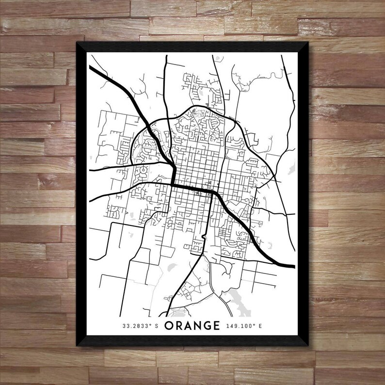 Orange Map Print Printable Orange Map Art Orange Print | Etsy