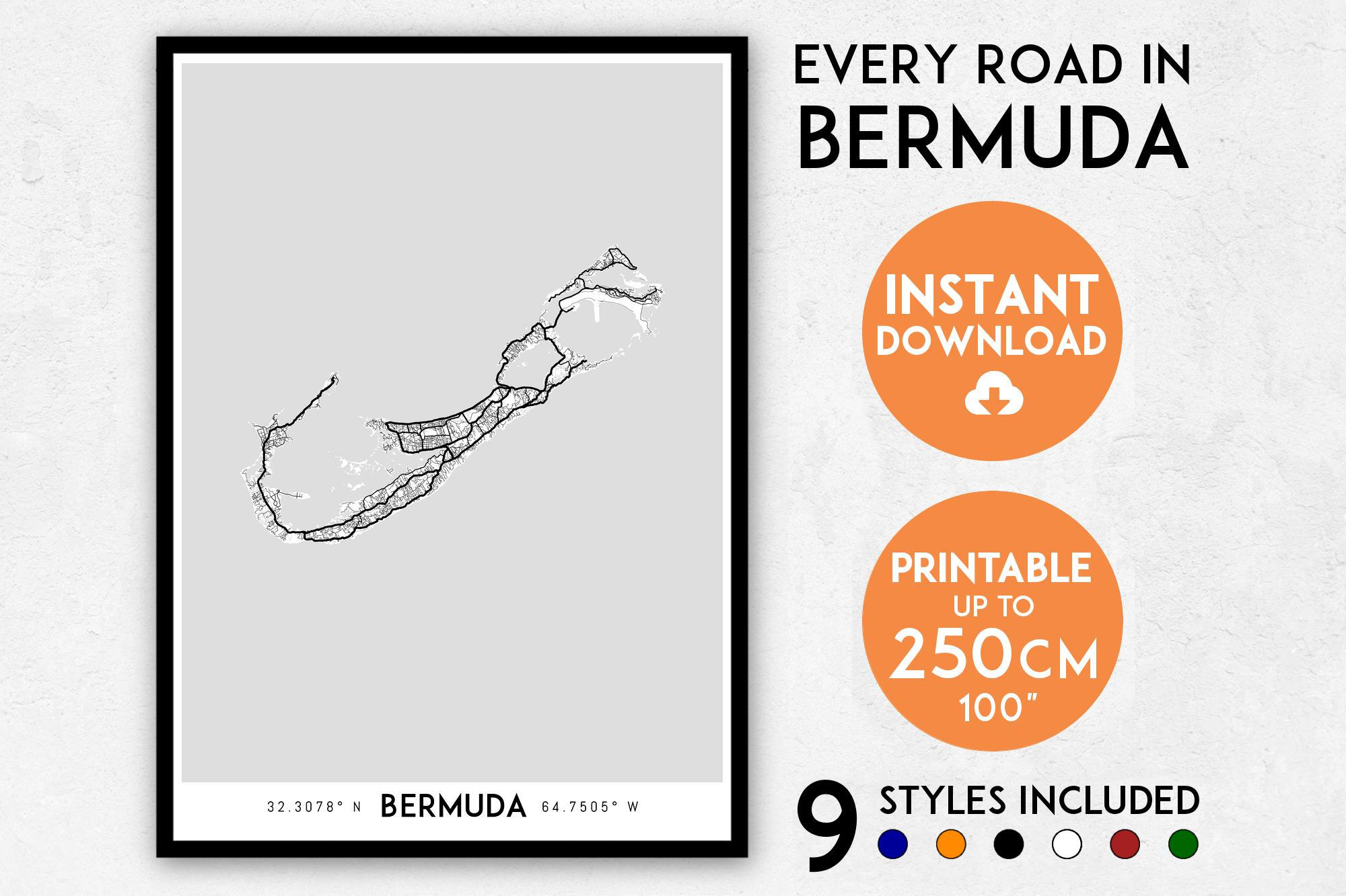 Bermuda Map Print Bermuda Print Hamilton Map Hamilton - Etsy