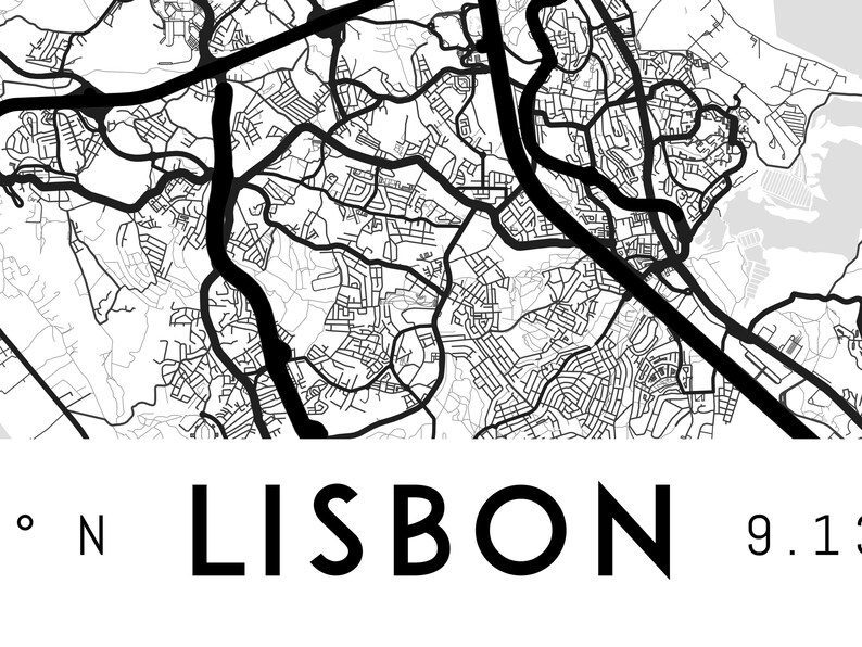 Lisbon Map Print Printable Lisbon Map Art Lisbon Print - Etsy