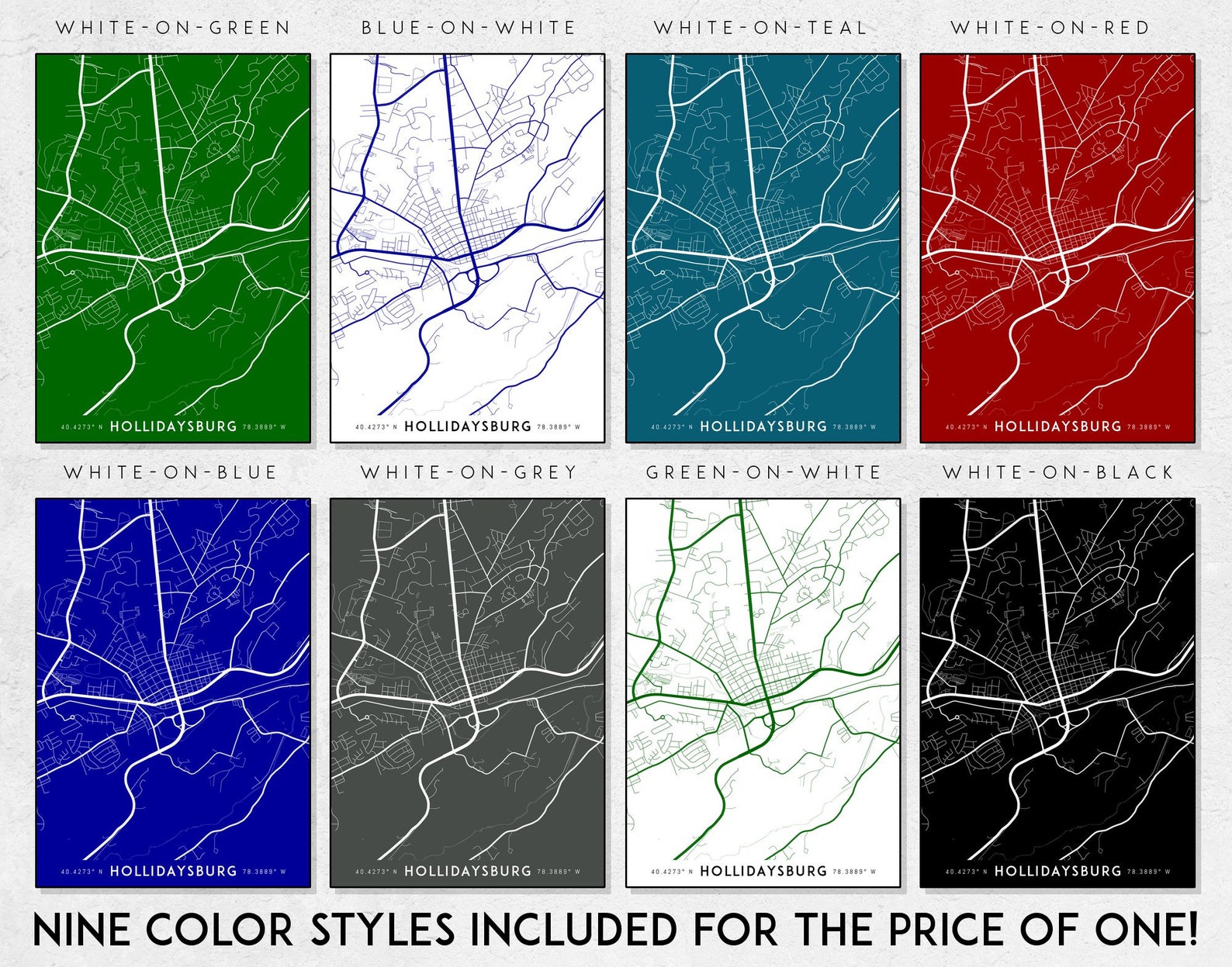 Hollidaysburg Map Print Hollidaysburg Print Pennsylvania - Etsy