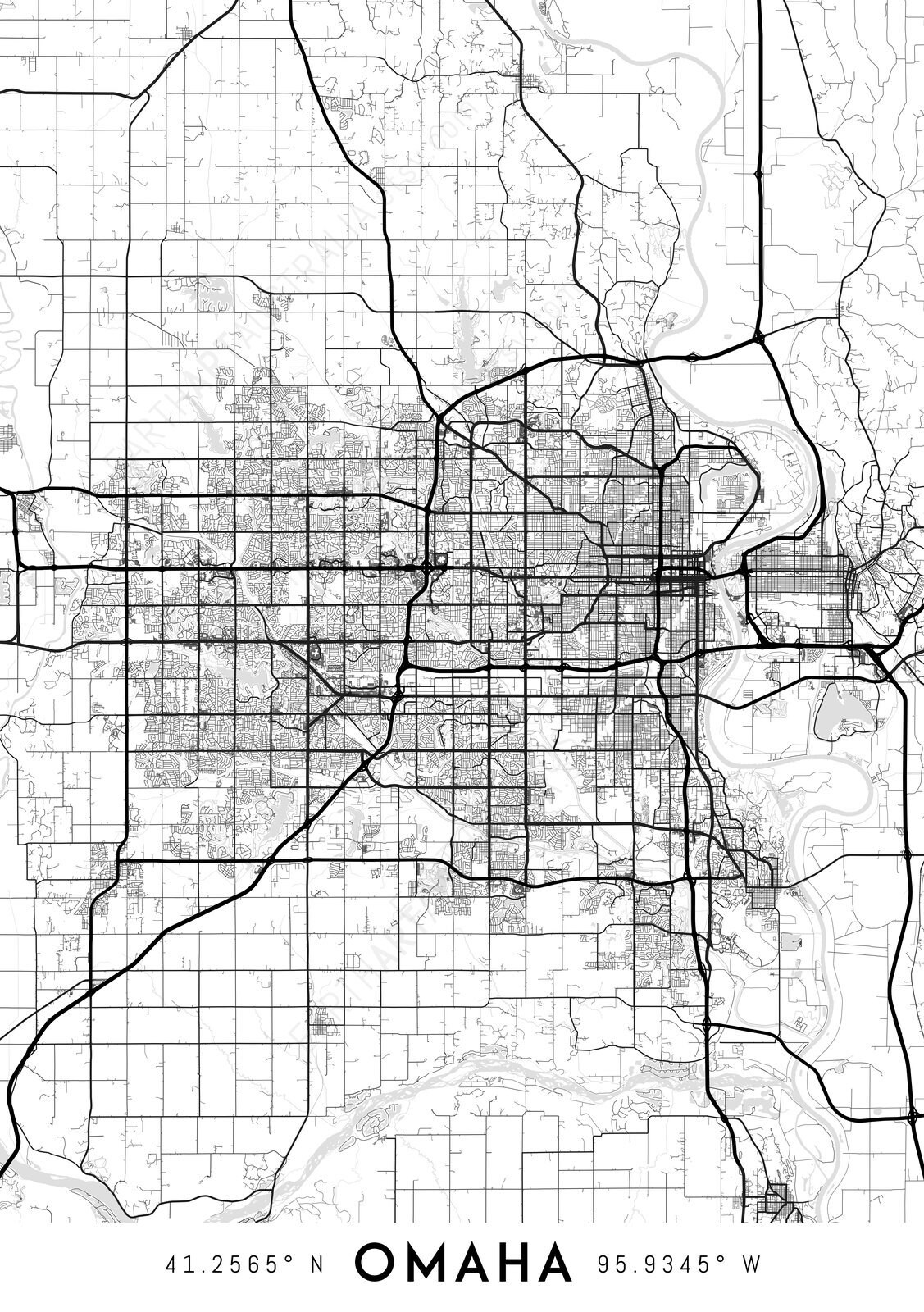 Omaha Map Print Omaha Print Omaha City Map Omaha Poster | Etsy