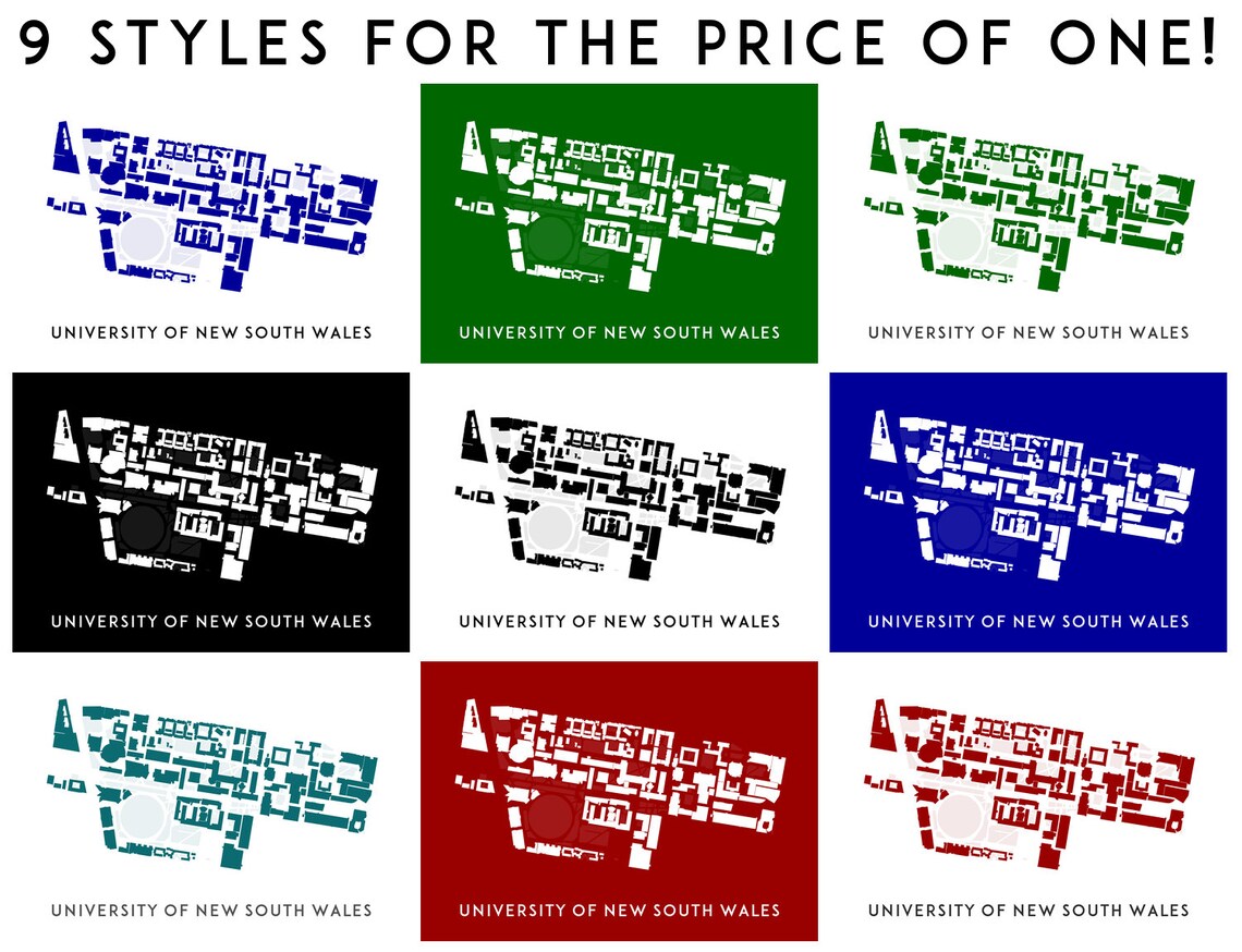 University of New South Wales Map Art Printable UNSW Map - Etsy UK