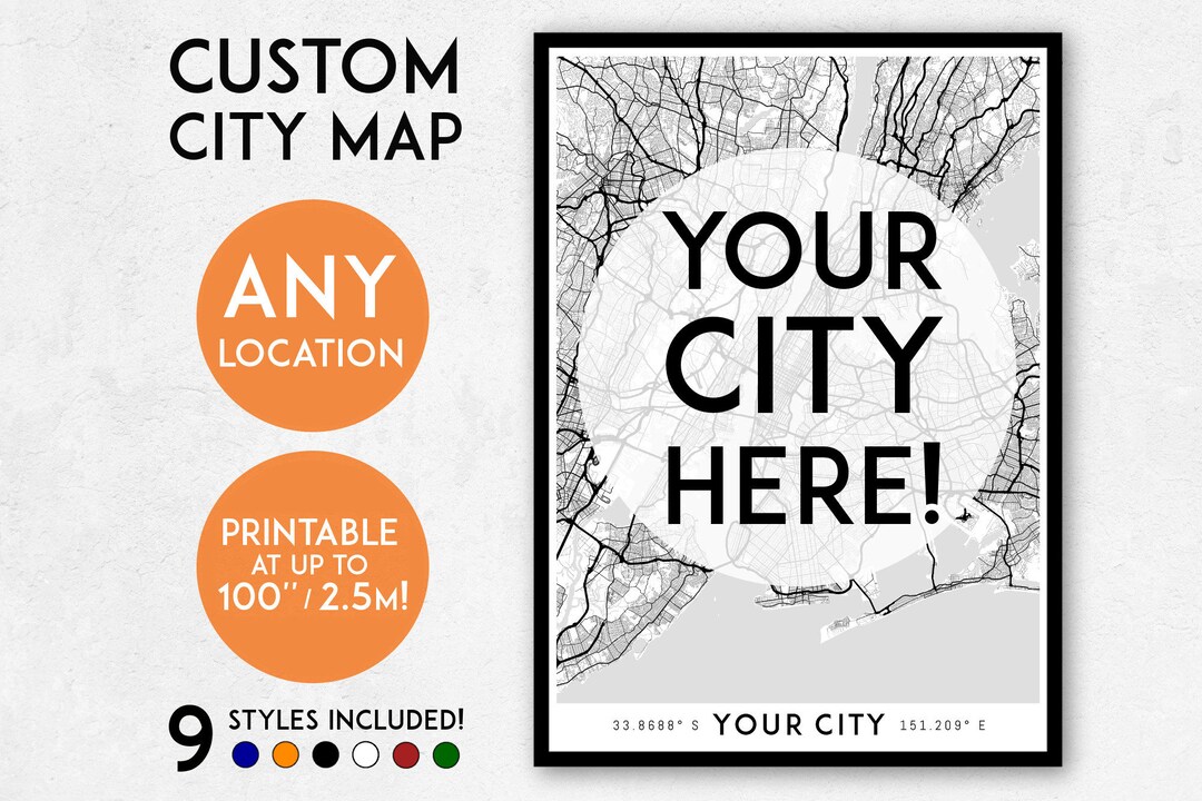 Custom City Map Art Print: Personalized Road Map (digital Download) - Etsy