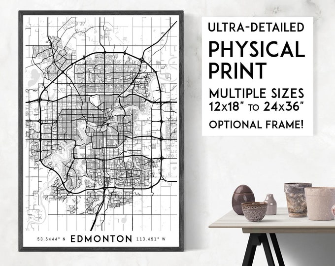 Edmonton Map Print // 8x10" or 11x14" Illustrated Print of Edmonton ...