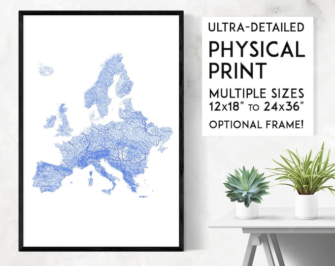 River Basins of Europe in Rainbow Colours high Resolution Digital Print ...
