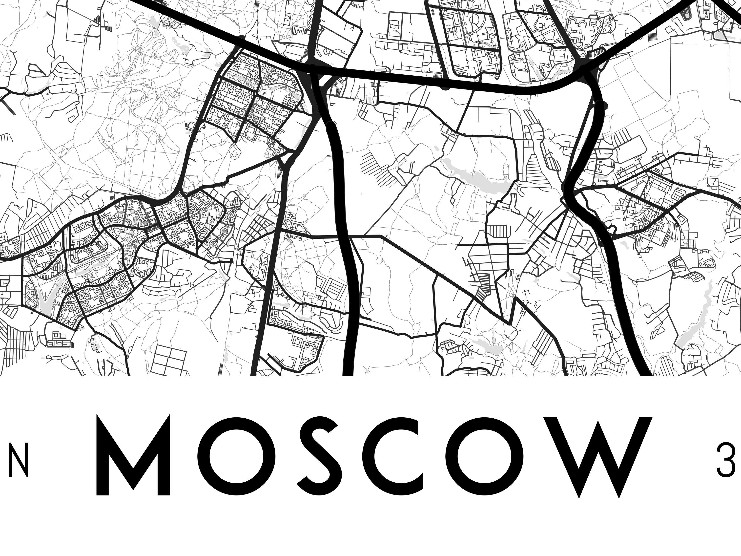Moscow Map Print Printable Moscow Map Art Moscow Print - Etsy