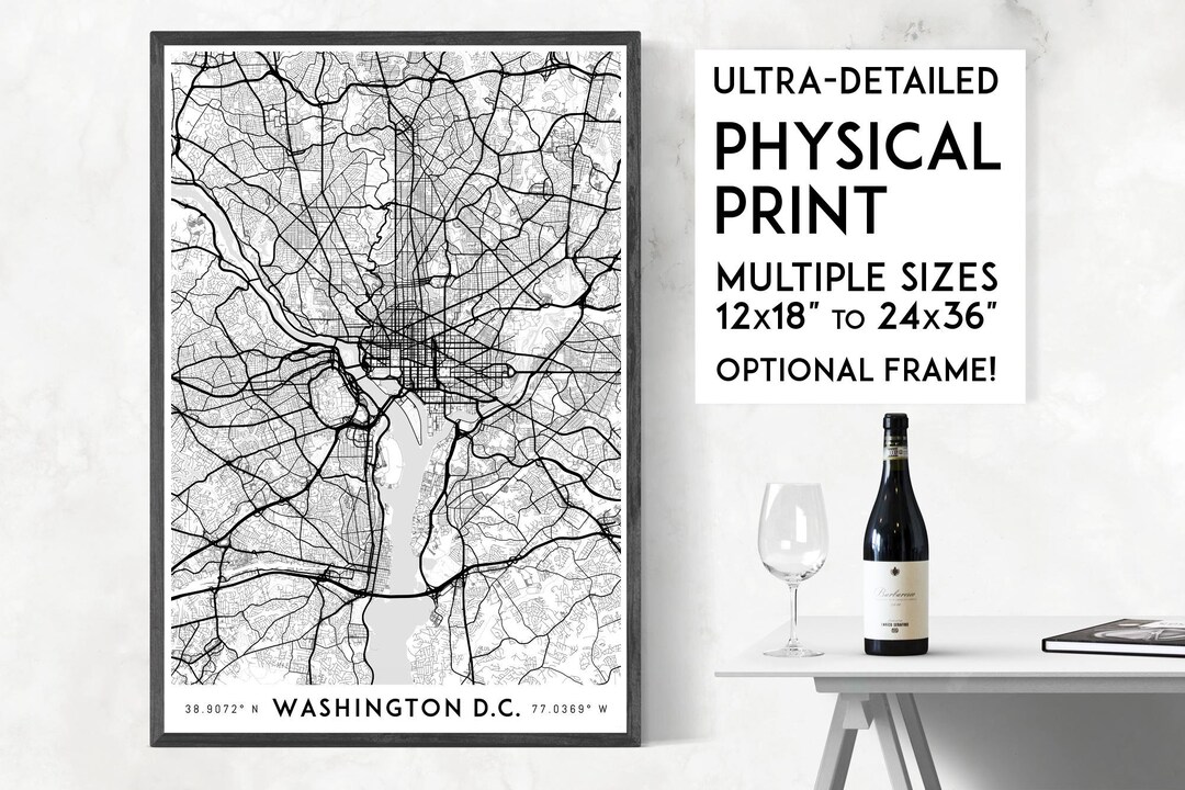 Washington DC Map Poster, Washington Print, Washington Map Print, DC ...