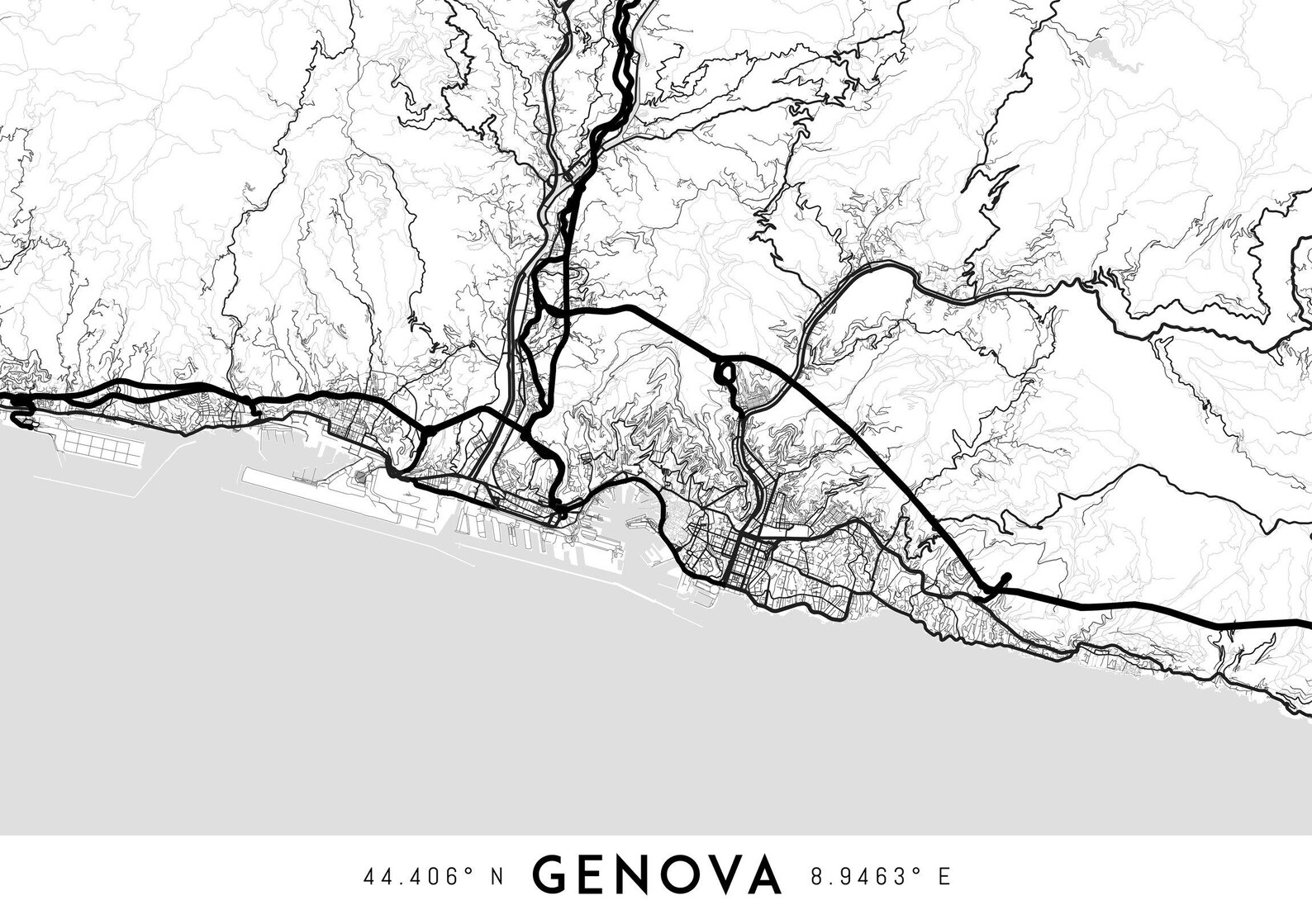 Genova Map Print Printable Genova Map Art Italy Map Genova | Etsy