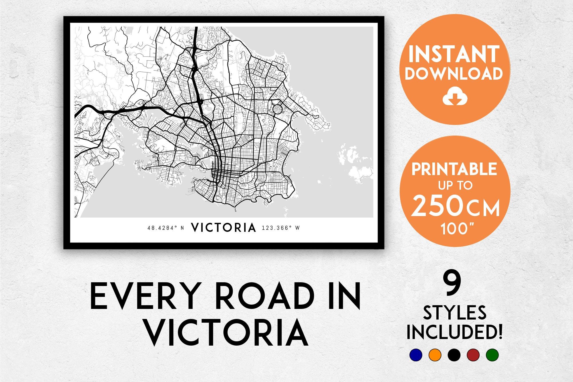 Victoria Map Print Victoria Print Victoria City Map Canada - Etsy