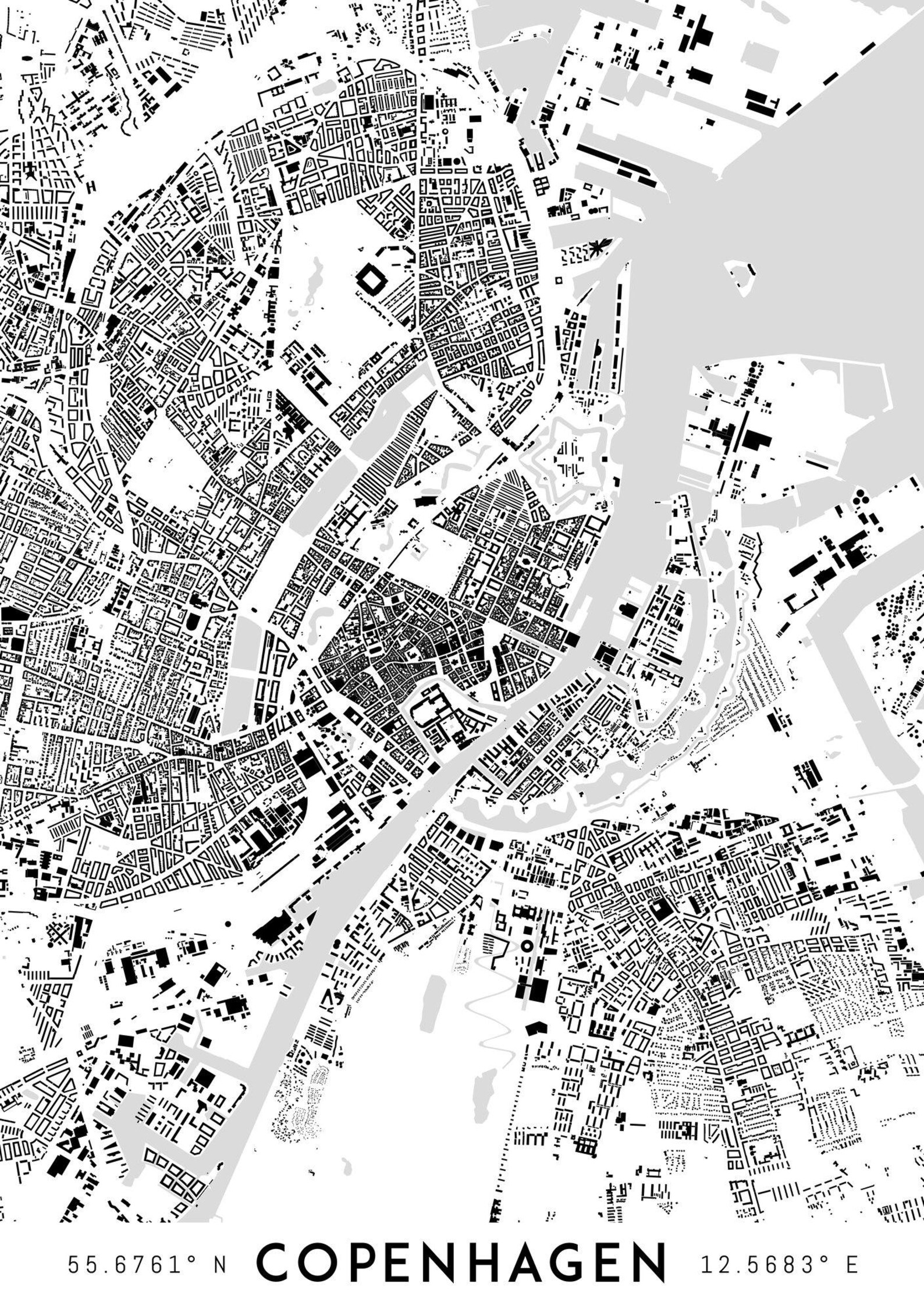 Copenhagen Map Print Printable Copenhagen Map Art Copenhagen - Etsy