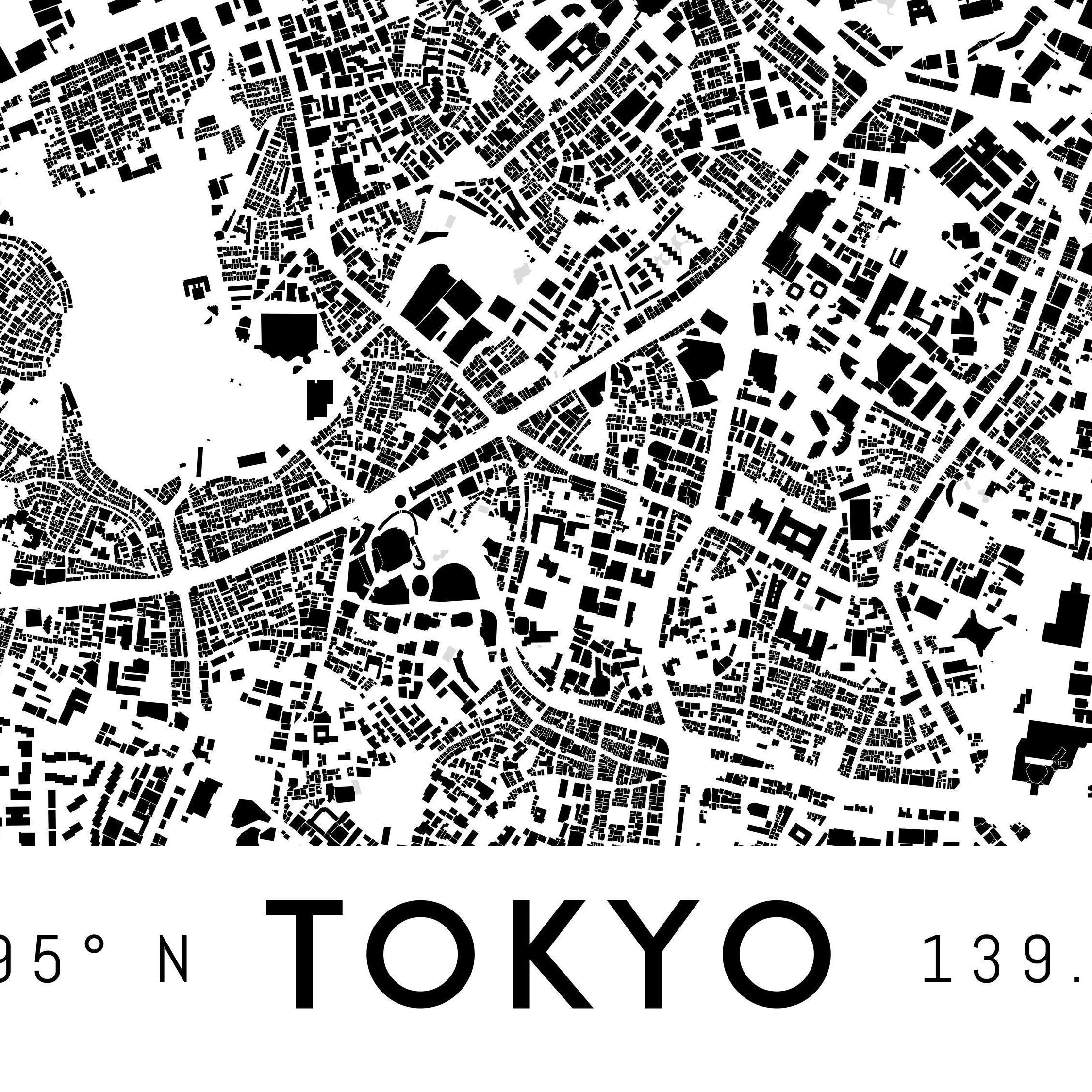 Buildings of Tokyo Map Print Printable Tokyo Map Art Tokyo | Etsy