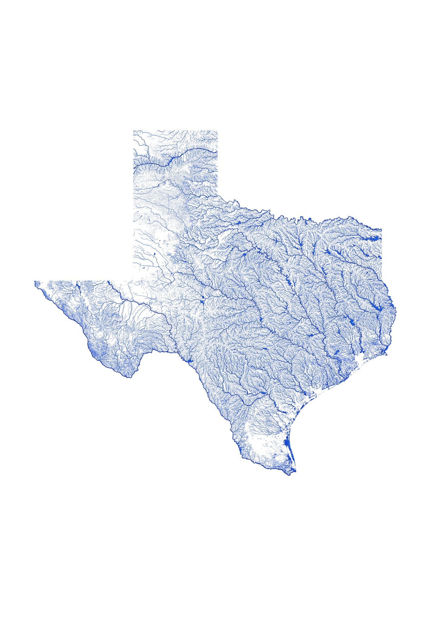 Texas Rivers Map Art Print: Minimalist Wall Decor (digital Download) - Etsy