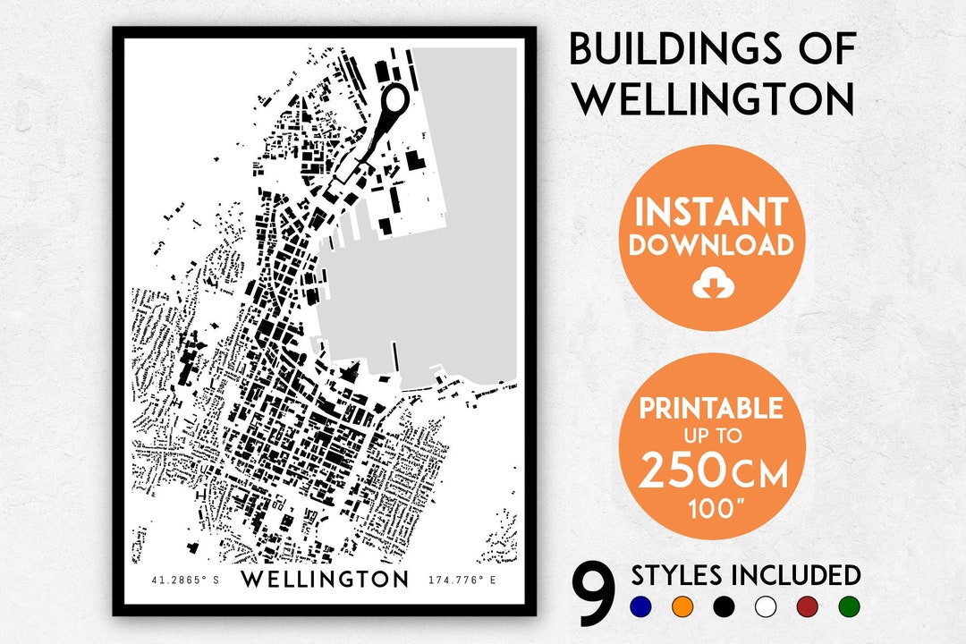 Wellington Map Print, Wellington Print, Wellington City Map, New ...