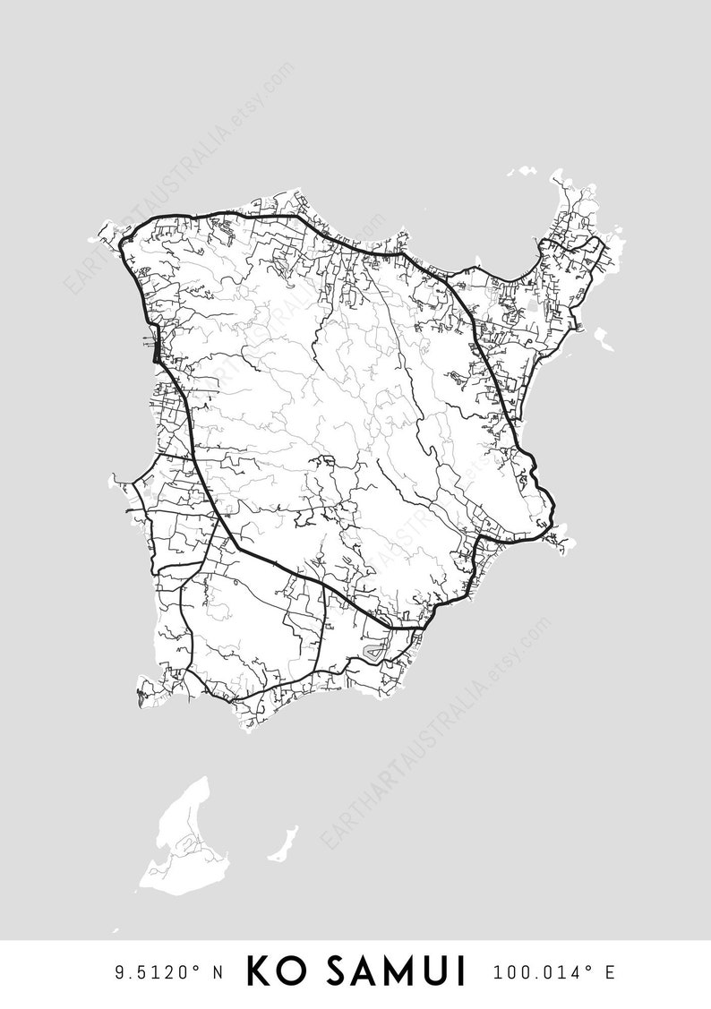 Ko Samui map print Ko Samui print Koh Samui map Thailand | Etsy