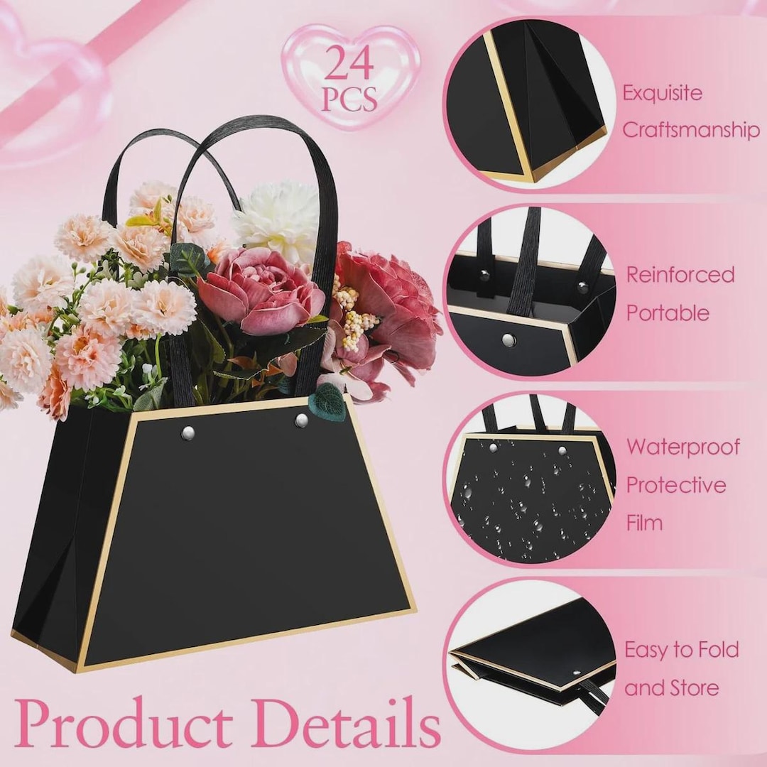Floral Bouquet Bags 24 Pieces Bulk Wedding Party Centerpiece Box ...