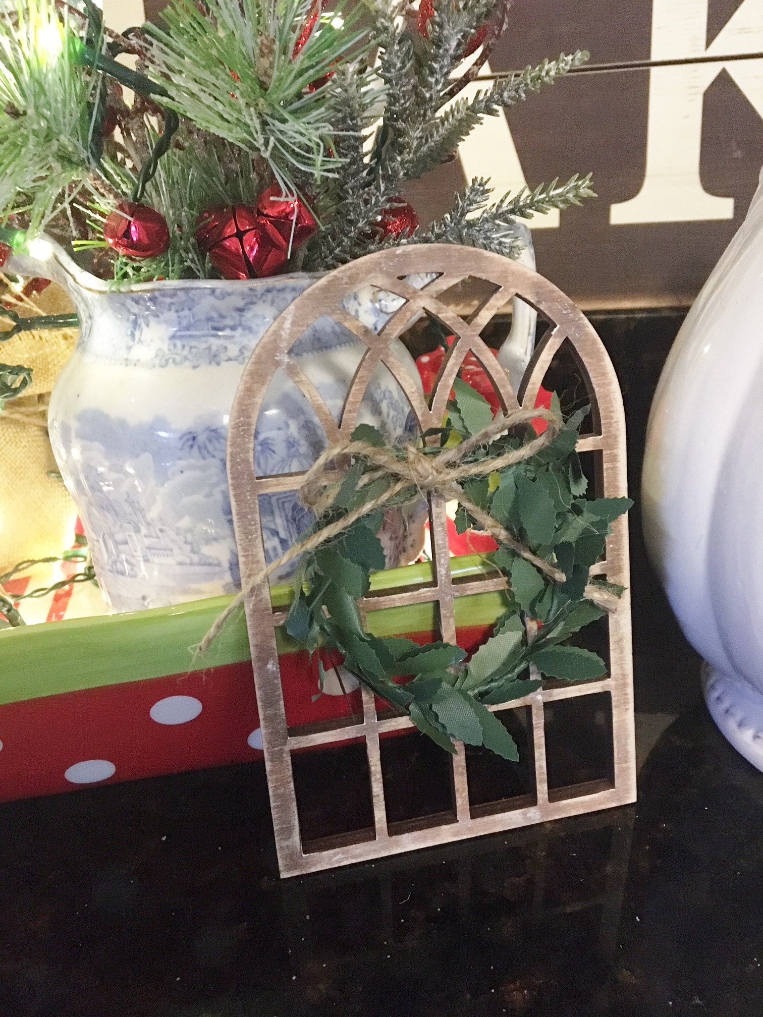Rustic Mini Arched Wood Window for Tiered Tray Decor Stained and ...