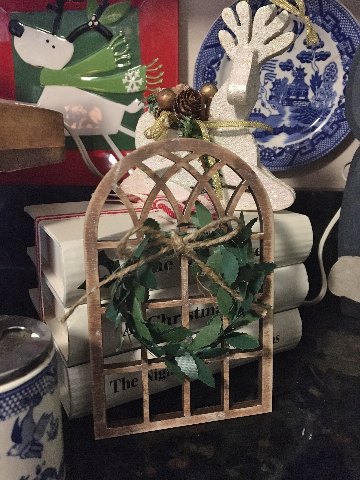 Rustic Mini Arched Wood Window for Tiered Tray Decor Stained and ...