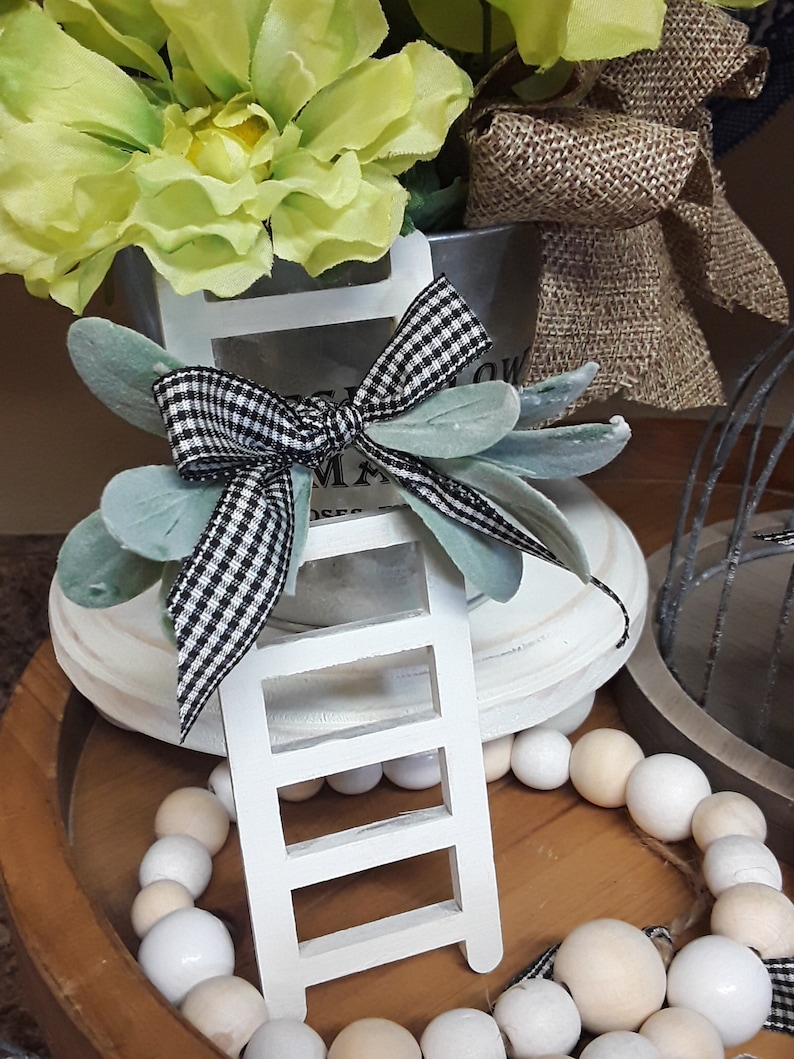 Mini Distressed Farmhouse Ladders for Tiered Tray Decor Ladder With ...