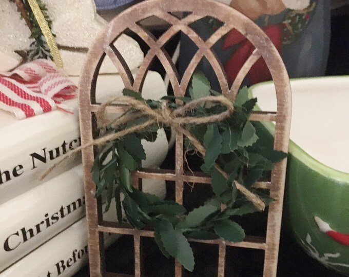 Rustic Mini Arched Wood Window for Tiered Tray Decor Stained and ...