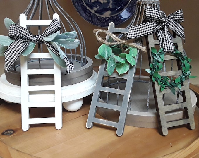 Mini Distressed Farmhouse Ladders for Tiered Tray Decor Ladder With ...