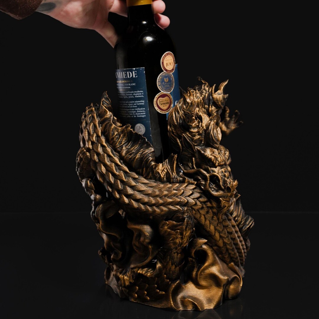 Hand-painted Chinese Dragon Wine Holder | Mythical Resin Bar Decor - Etsy