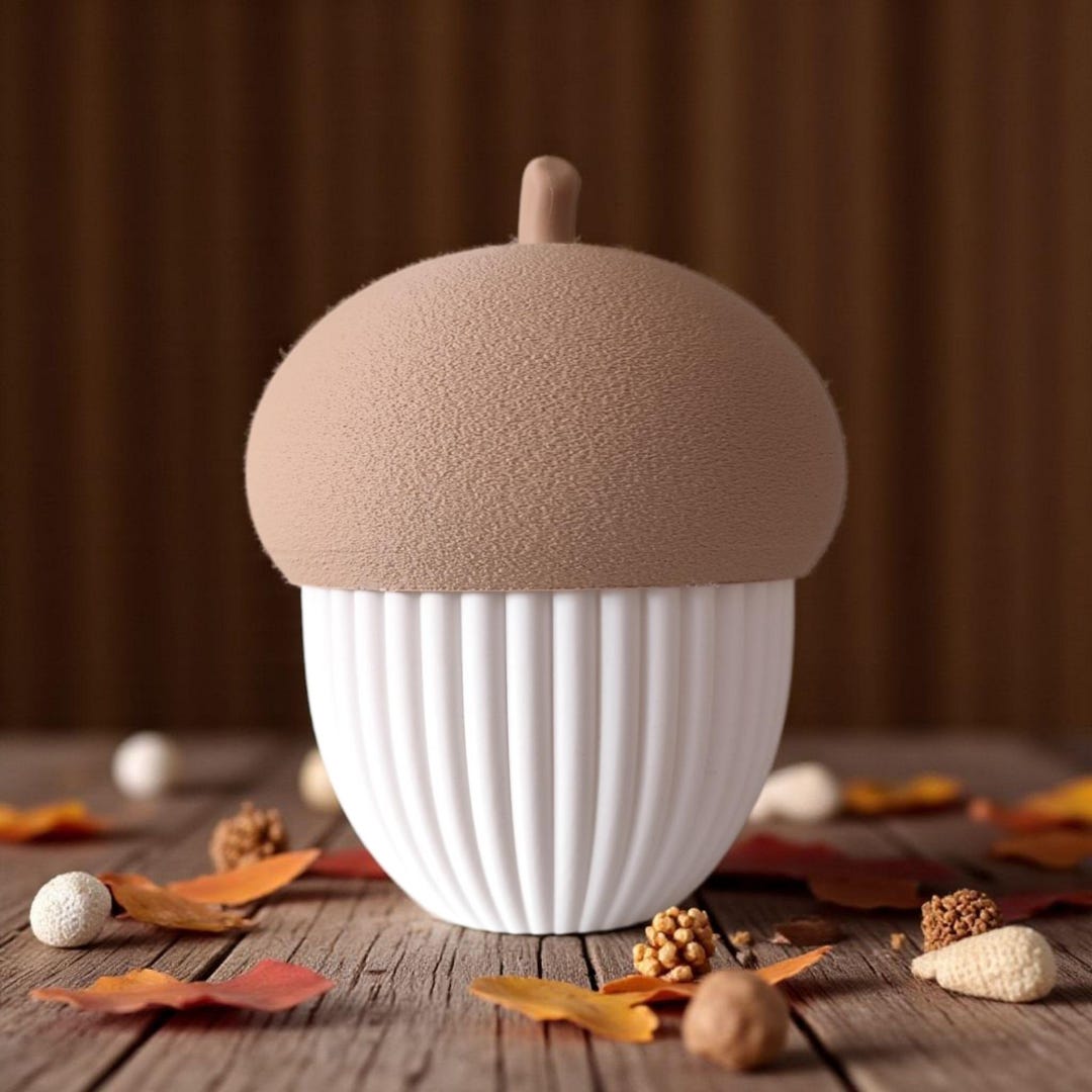 Ribbed Acorn Container With LED Tealight: Modern Fall Decor - Etsy