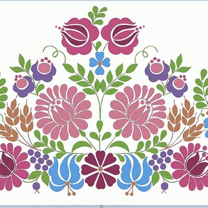 New Modern Kalocsai Hungarian Embroidery Pillowcase Pattern, Colorfull ...